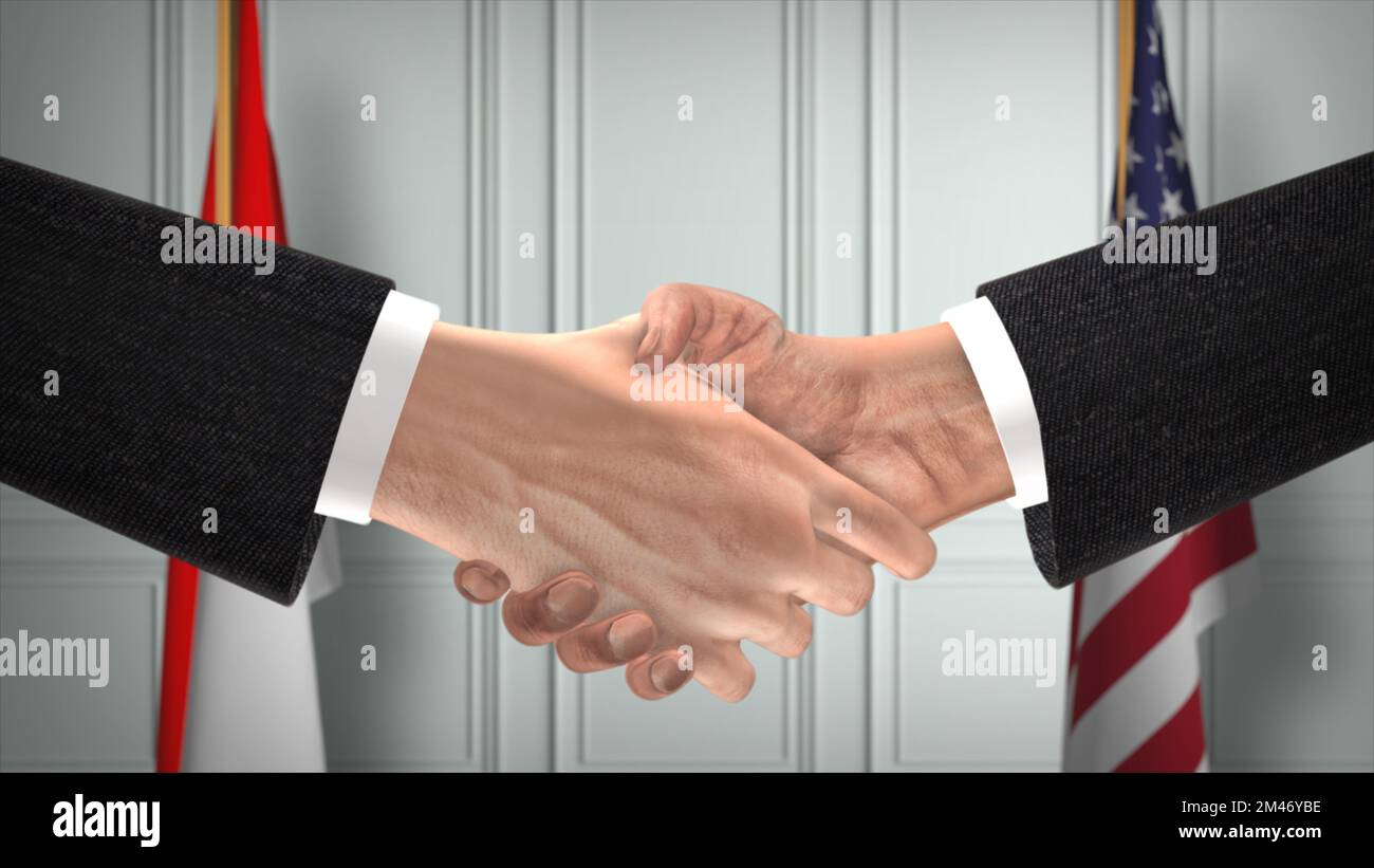 Indonesia and USA Partnership Business Deal. National Government Flags ...