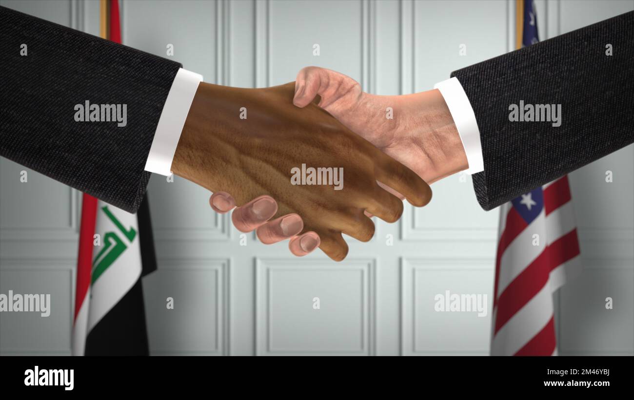 Iraq and USA Partnership Business Deal. National Government Flags ...