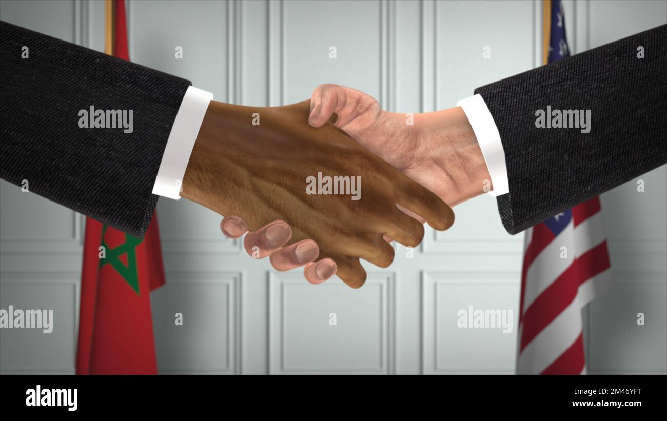 Morocco and USA Partnership Business Deal. National Government Flags ...