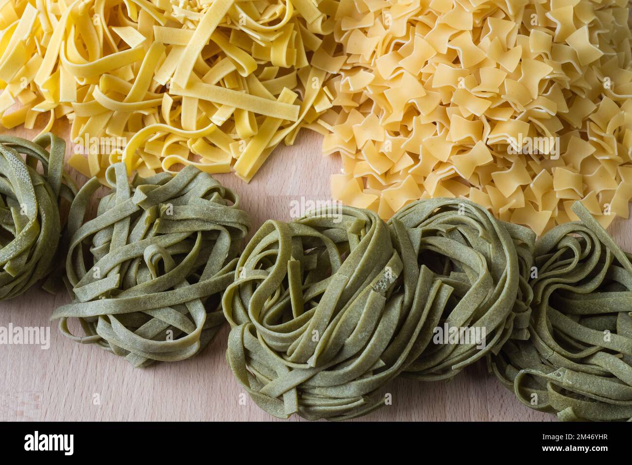 Layout of Italian raw pasta, different types and shapes of pasta Stock ...