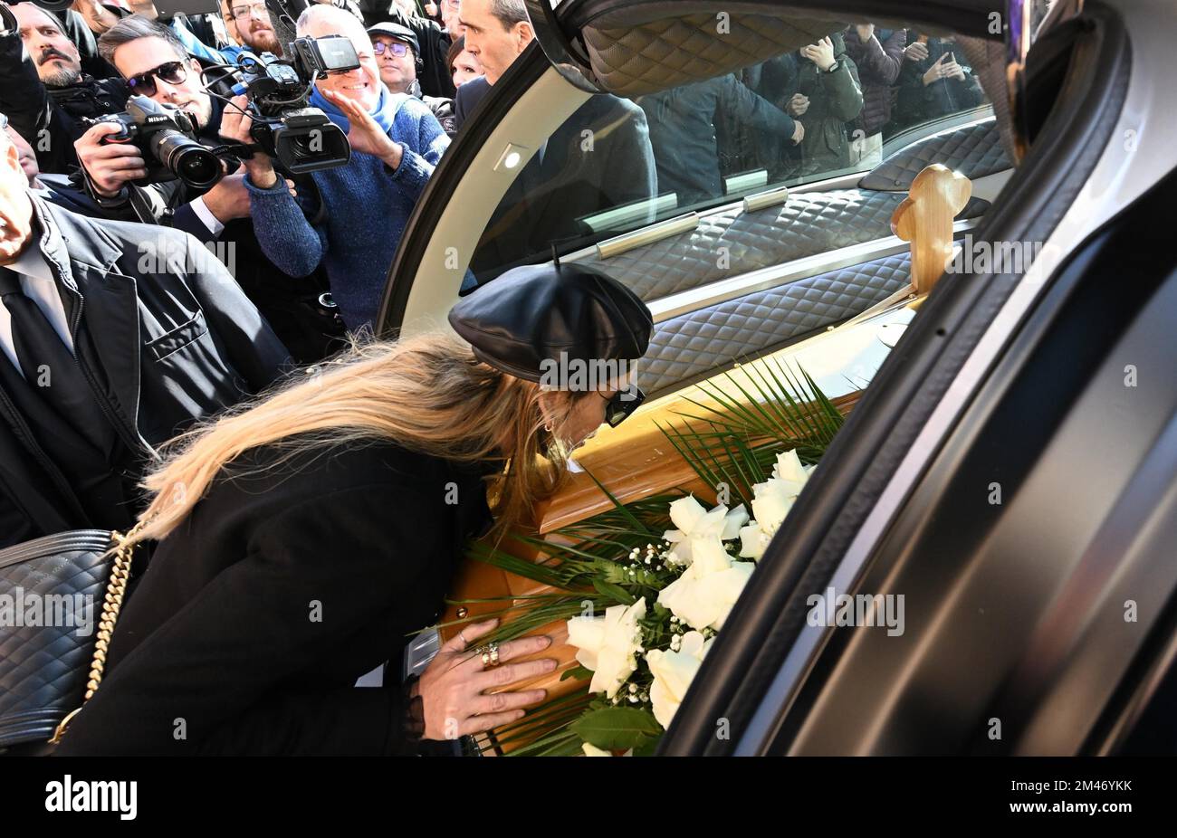 December 19, 2022, Rome, Italy: The wife Arianna at the end of funerals ...
