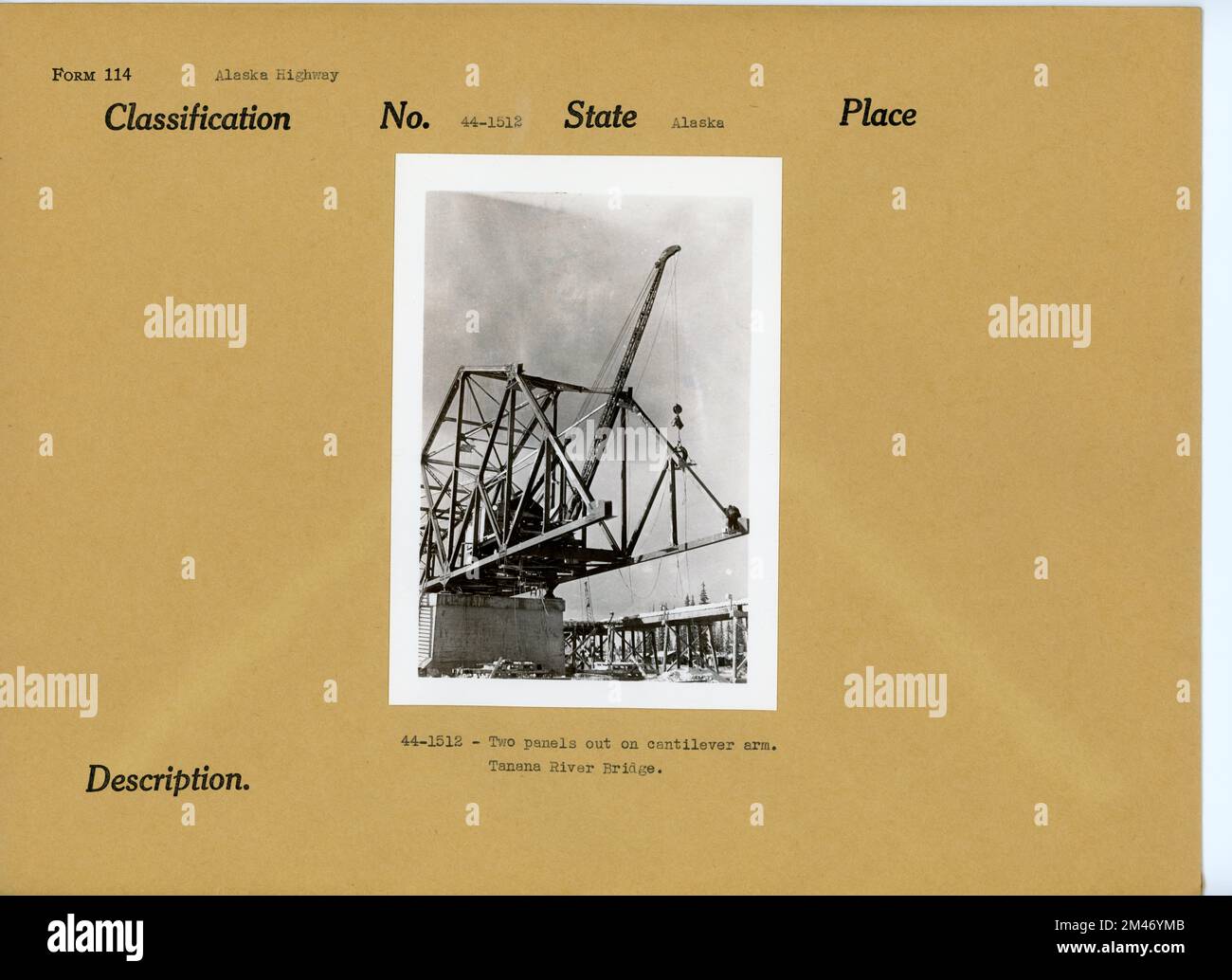 Tanana River Bridge. Original caption: Two panels out on cantilever arm ...
