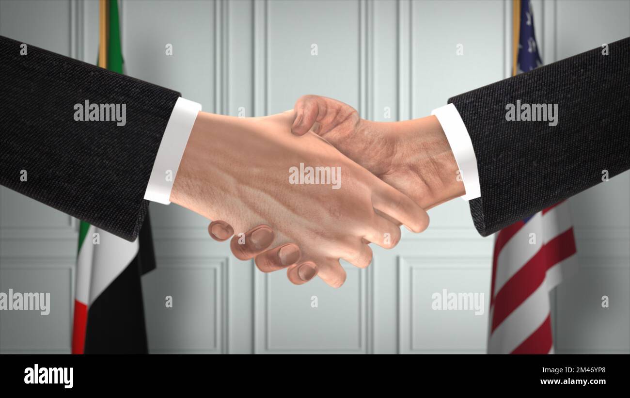 UAE and USA Partnership Business Deal. National Government Flags ...