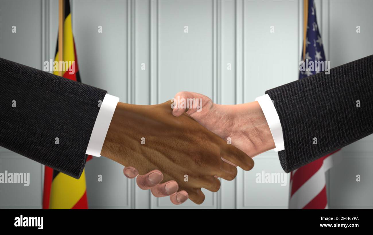 Uganda and USA Partnership Business Deal. National Government Flags ...