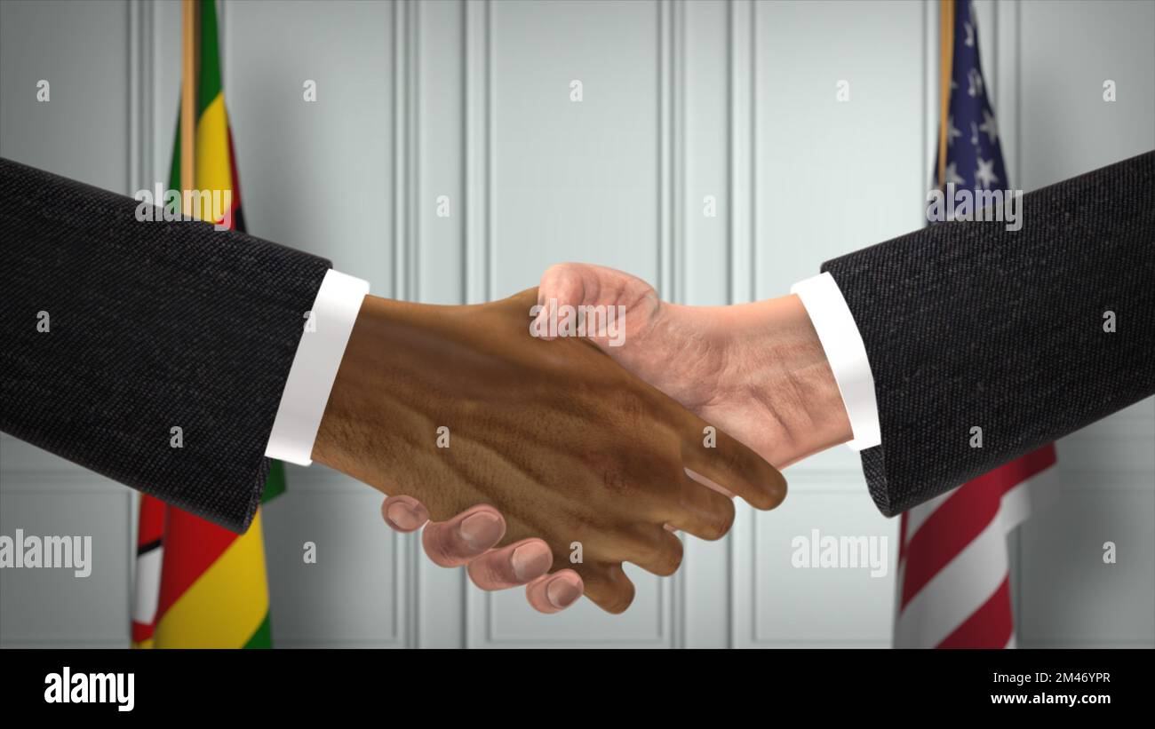 Zimbabwe and USA Partnership Business Deal. National Government Flags ...