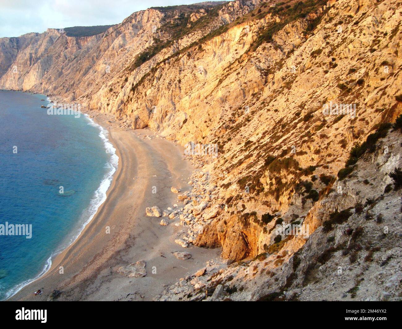 A beautiful view of the blue sea and sandy beach Platia Ammos ...