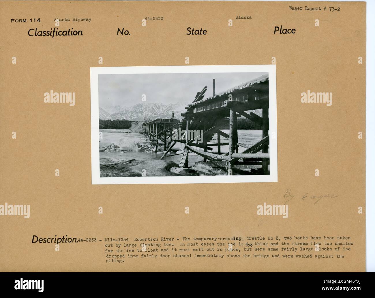 Robertson River. Original caption: The temporary crossing Trestle No. 2 ...