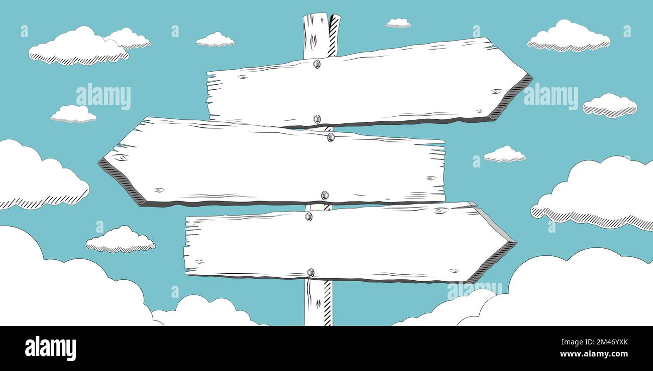 Blank signpost with three arrows hi-res stock photography and images ...