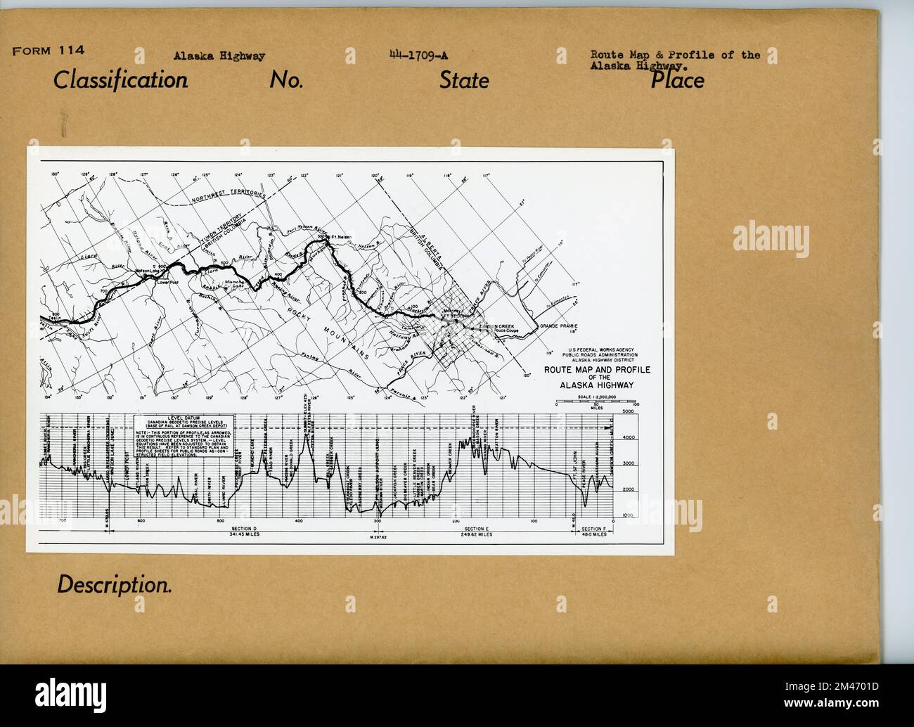 Route Map and Profile of the Alaska Highway. State: Alaska Stock Photo ...