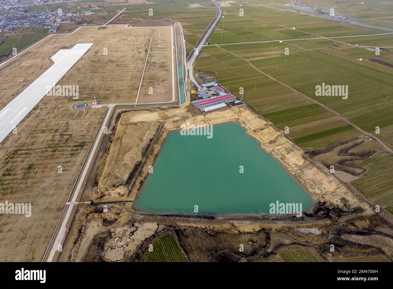 Aerial photo shows the Anyang Hongqiqu Airport is under construction at ...