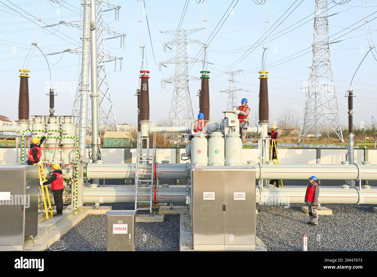 Technicians checked the electrical equipment of the 220 kilovolt Babo ...