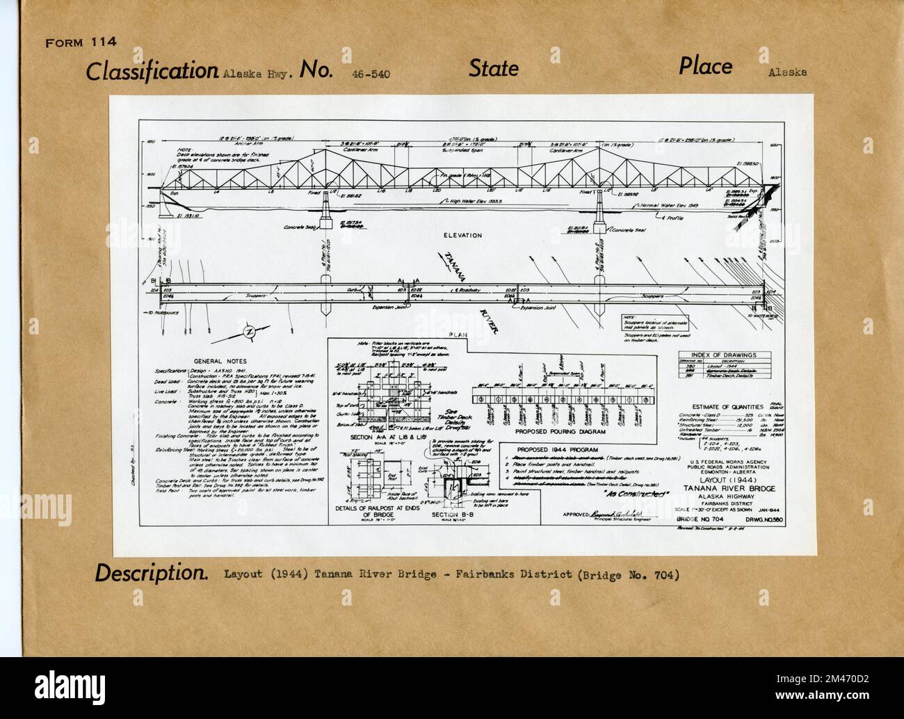 Tanana River Bridge Layout. Original caption: Layout (1944) Tanana ...