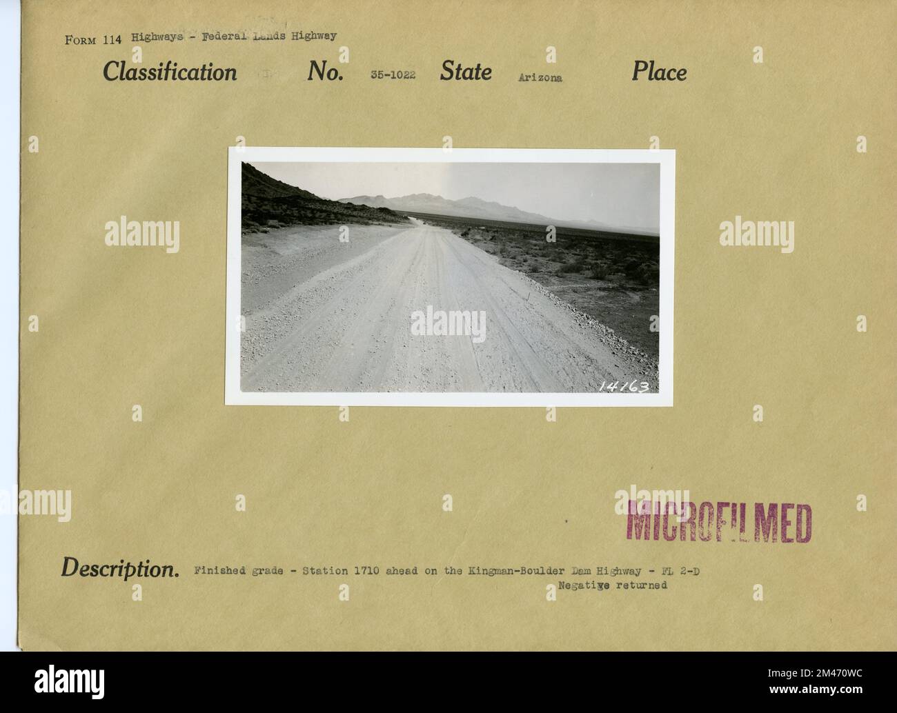 Finished grade on the Kingman-Boulder Dam Highway. Original caption ...