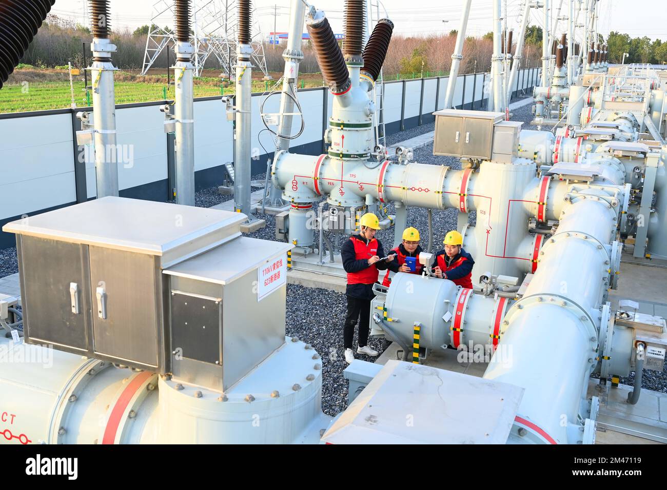 Technicians checked the electrical equipment of the 220 kilovolt Babo ...