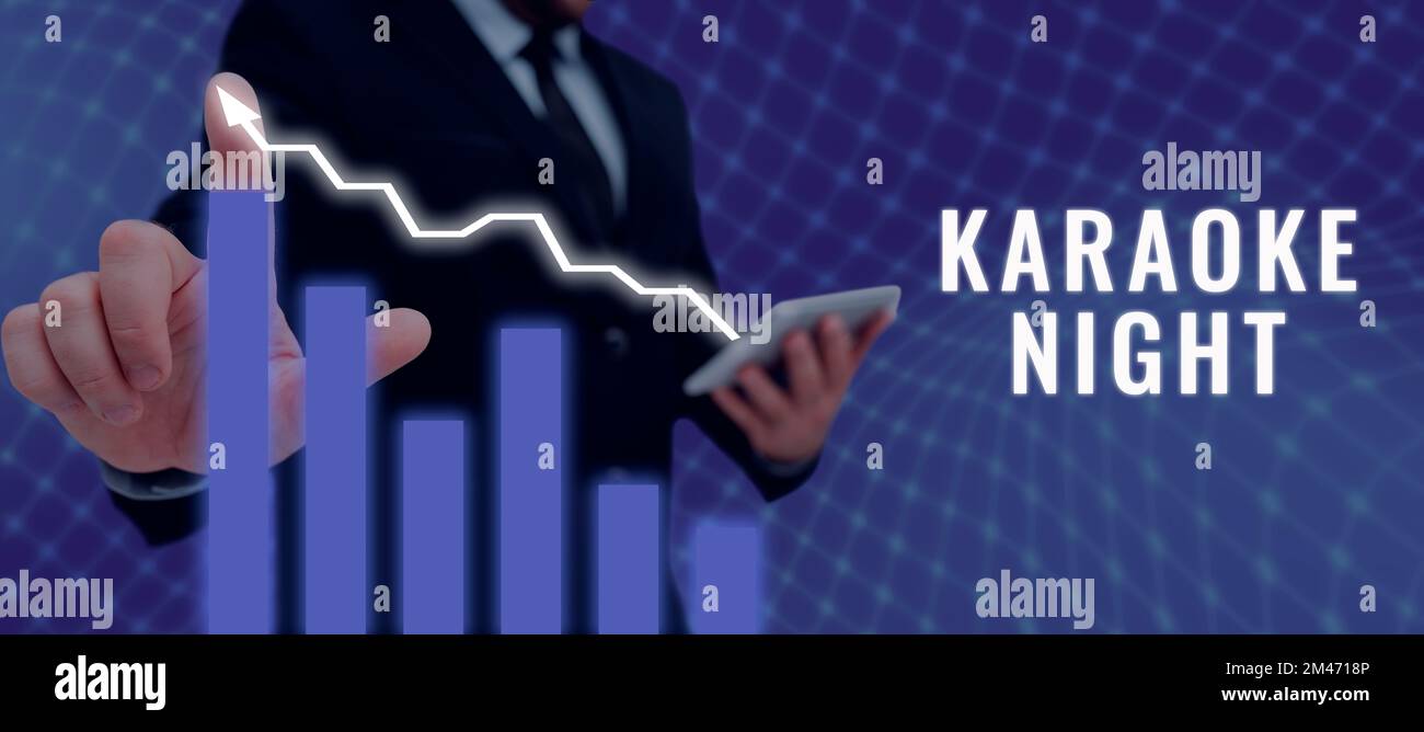 Hand writing sign Karaoke Night. Business showcase Entertainment ...