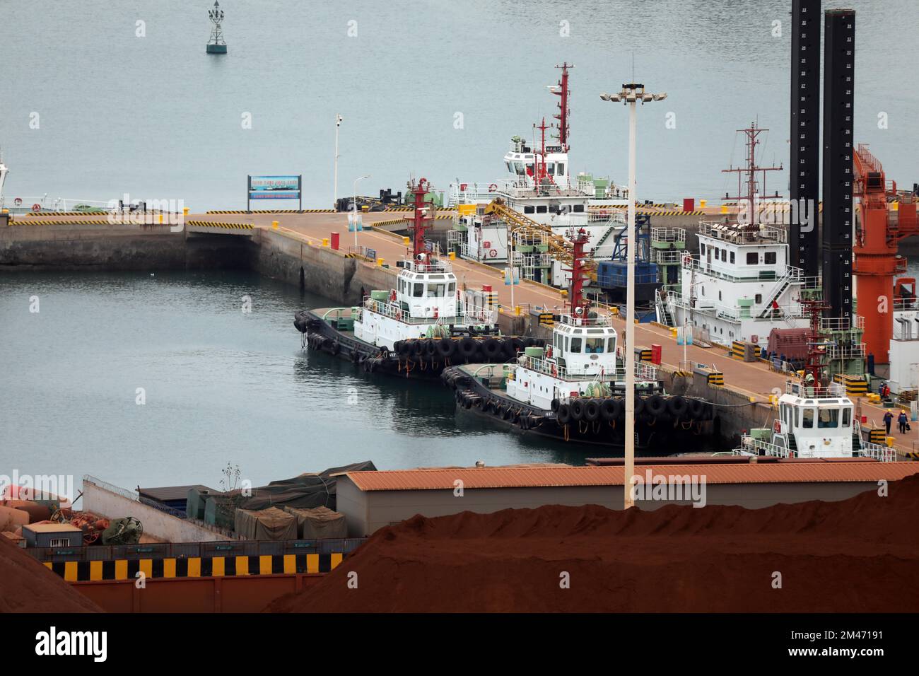 Aerial photo shows the busy working scene of Rizhao Port in Rizhao City ...