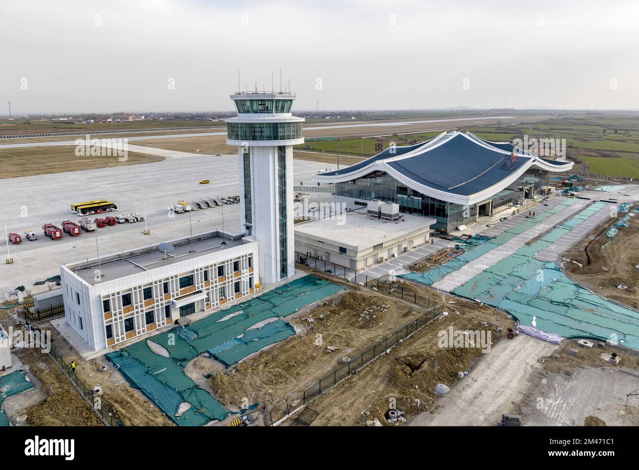 Aerial photo shows the Anyang Hongqiqu Airport is under construction at ...