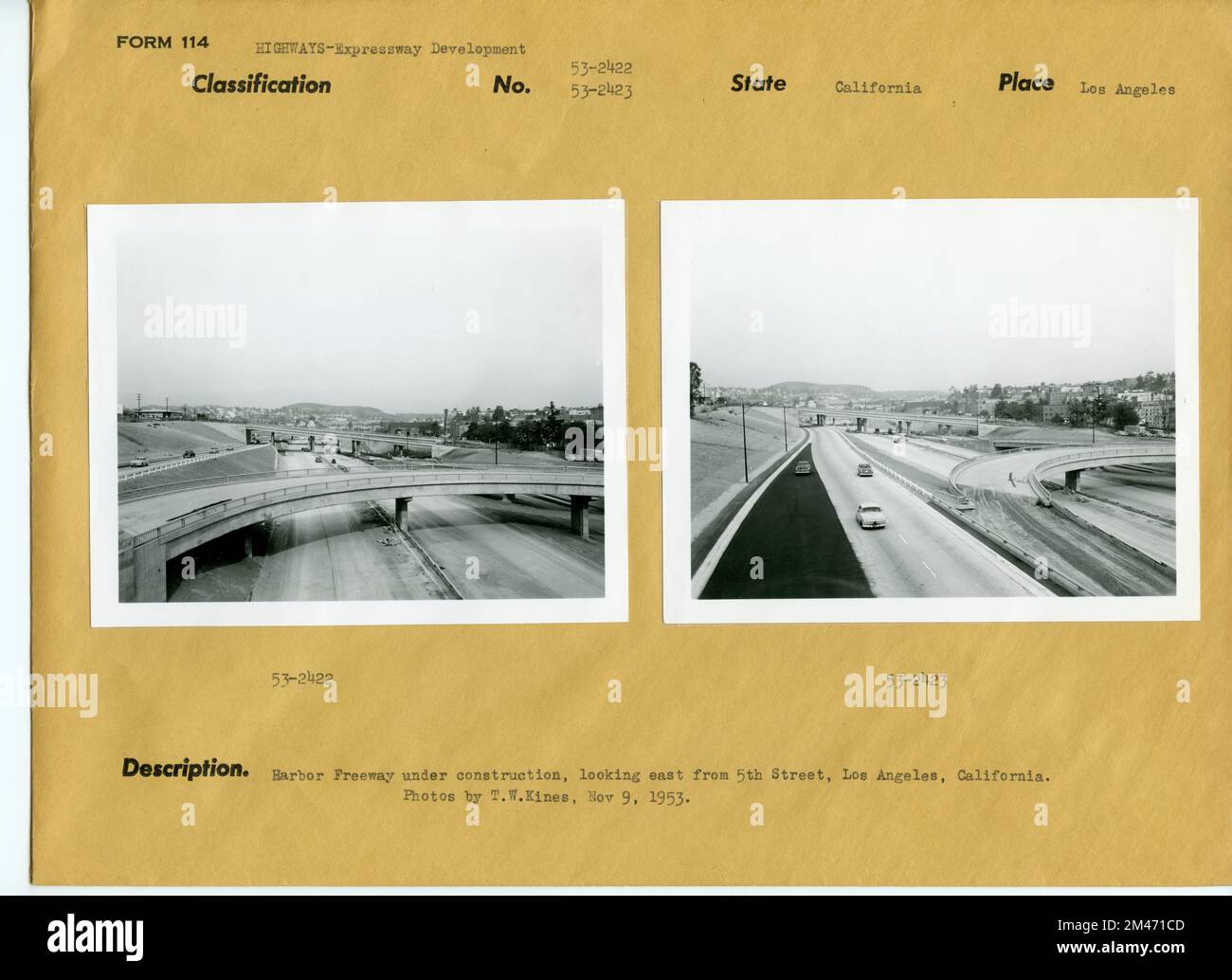 Harbor Freeway. Original caption: Harbor Freeway under construction ...