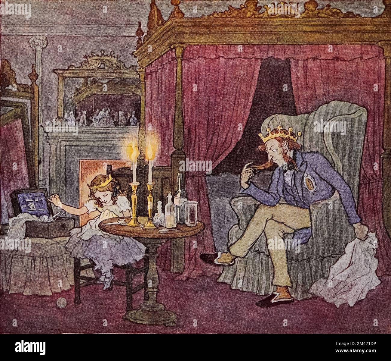 Every evening the king sat looking at her with a cross look Illustrated ...