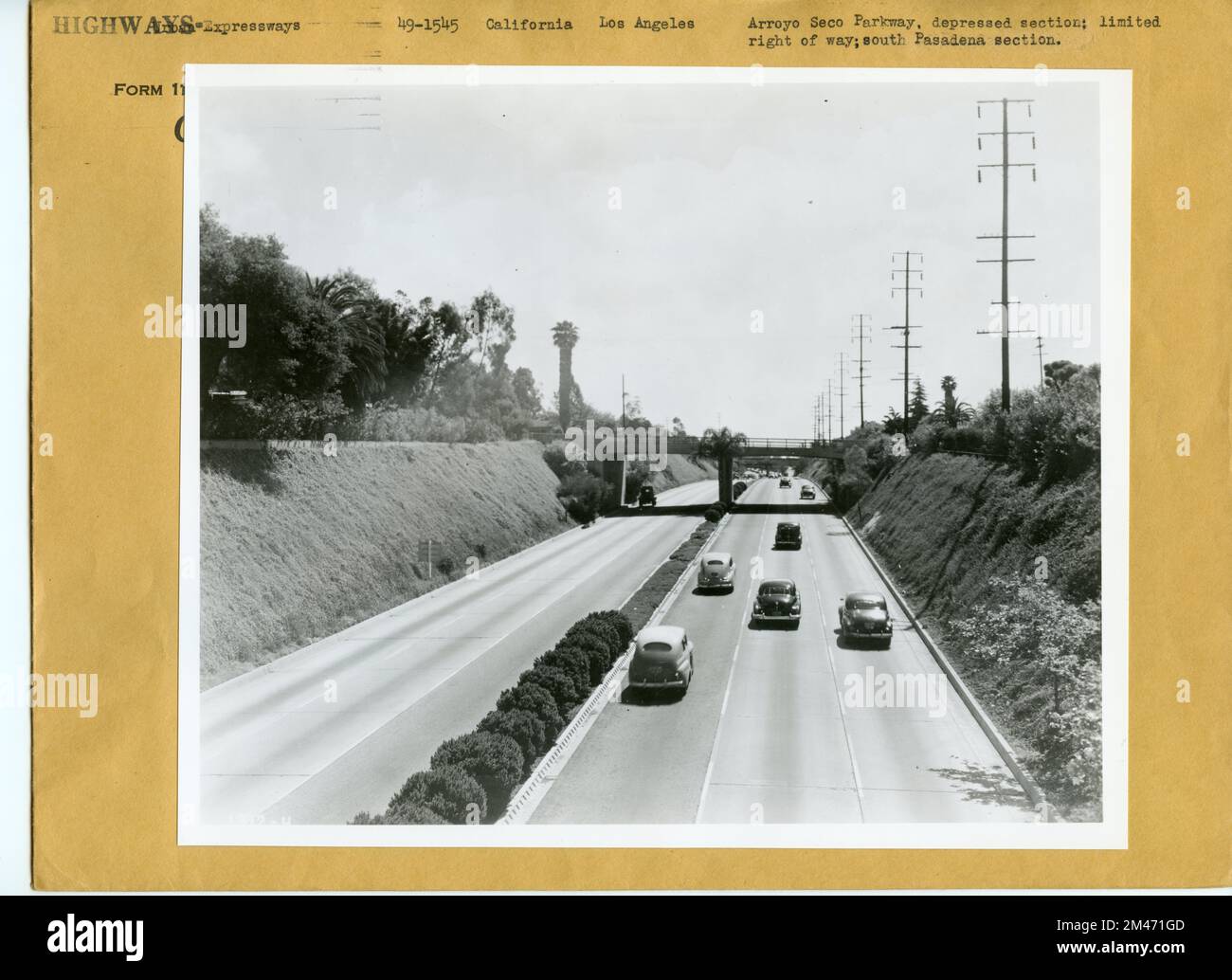 Arroyo Seco Parkway. Original caption: Arroyo Seco Parkway, depressed ...