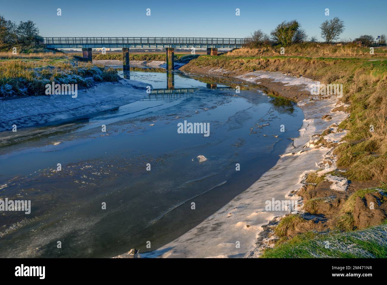 The Frozen River Conder as it passes under a disused railway bridge at ...