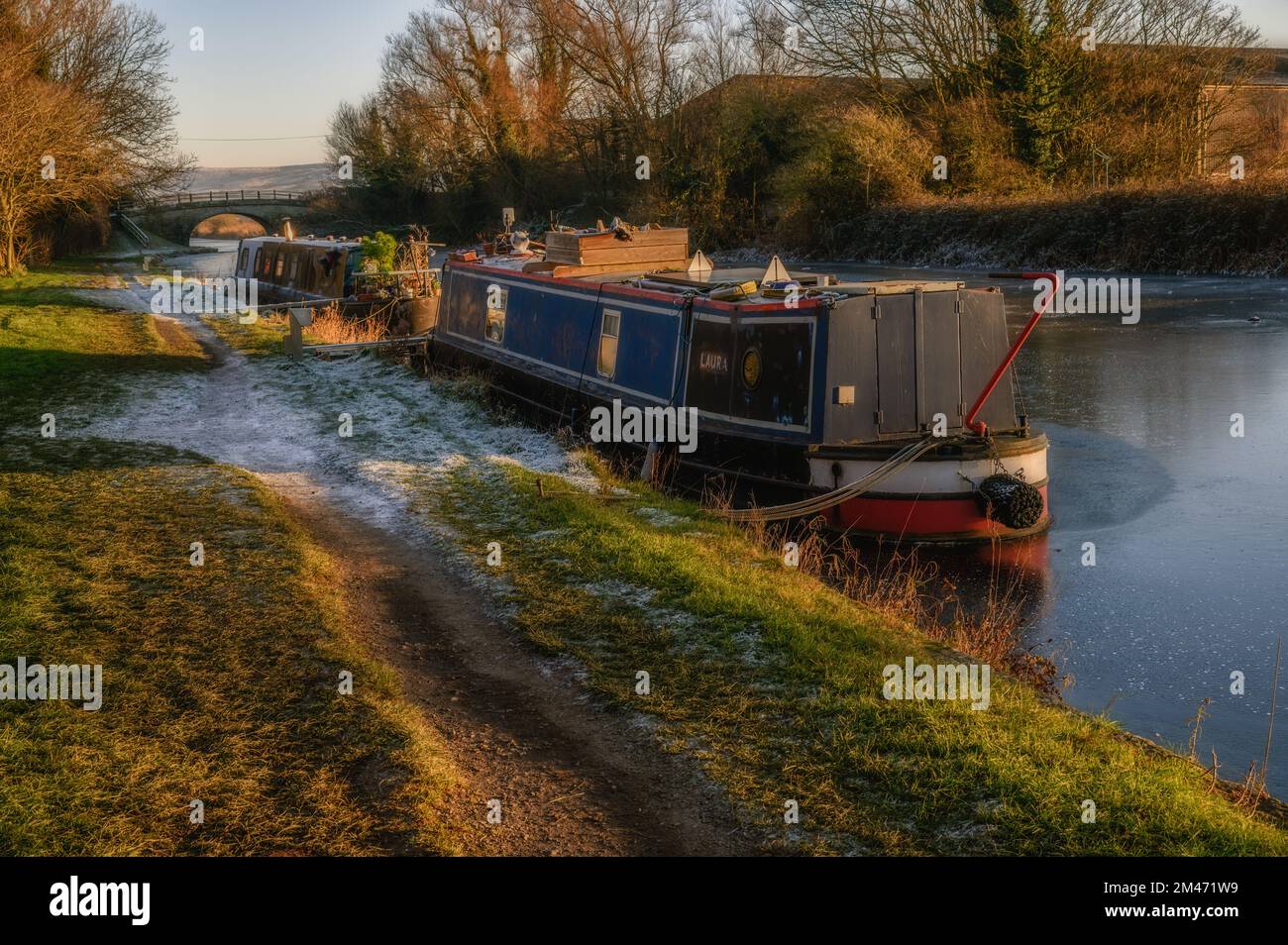 Narrow boats on the Glasson Branch of the Lancaster Canal near Glasson ...