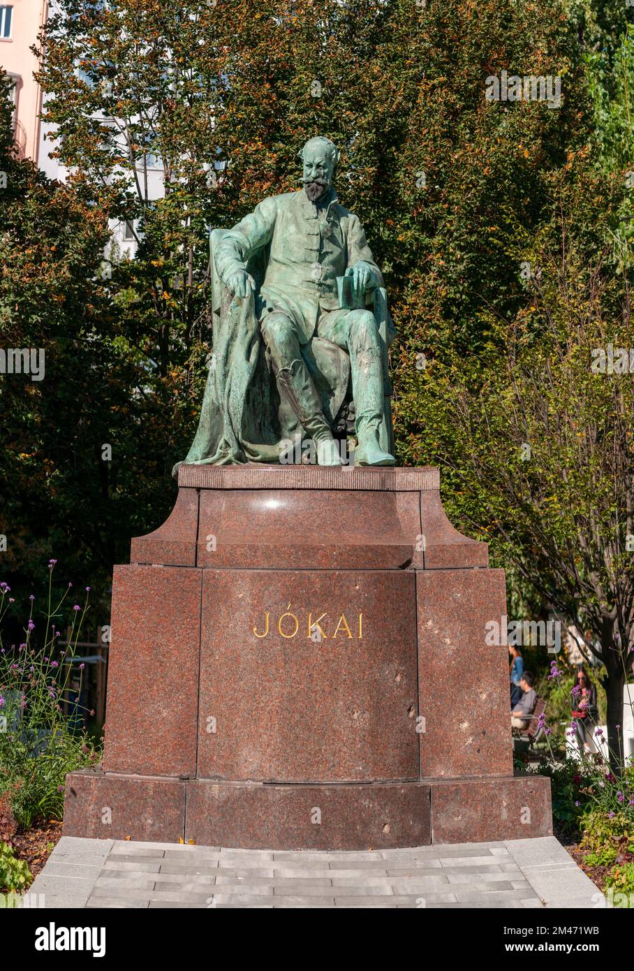 Statue of Mor Jokai, Hungarian writer, Andrassy Avenue, Budapest ...