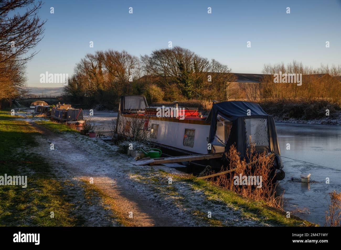 Narrow boats on the Glasson Branch of the Lancaster Canal near Glasson ...