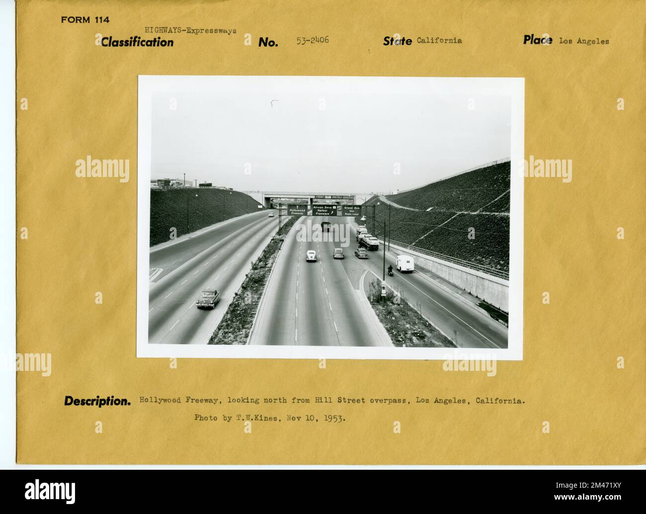 Hollywood Freeway. Original caption: Hollywood Freeway, looking north ...