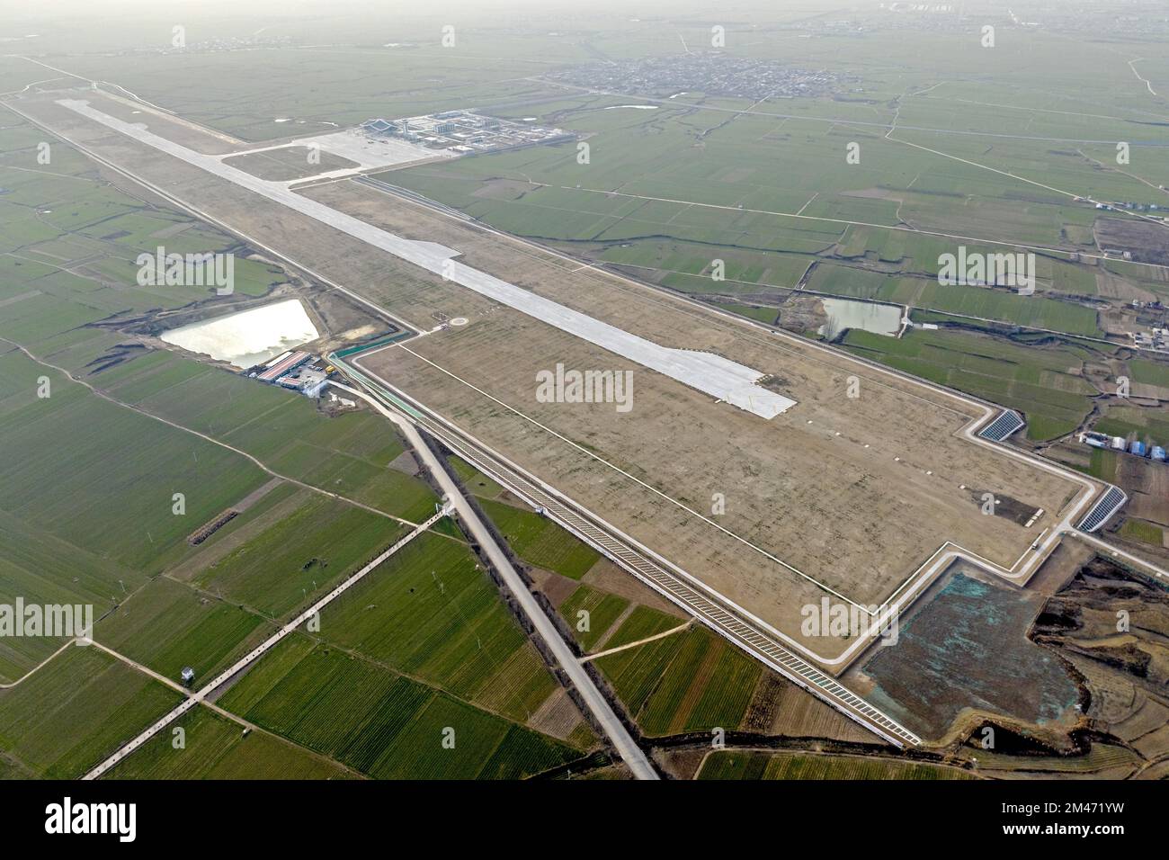 Aerial photo shows the Anyang Hongqiqu Airport is under construction at ...