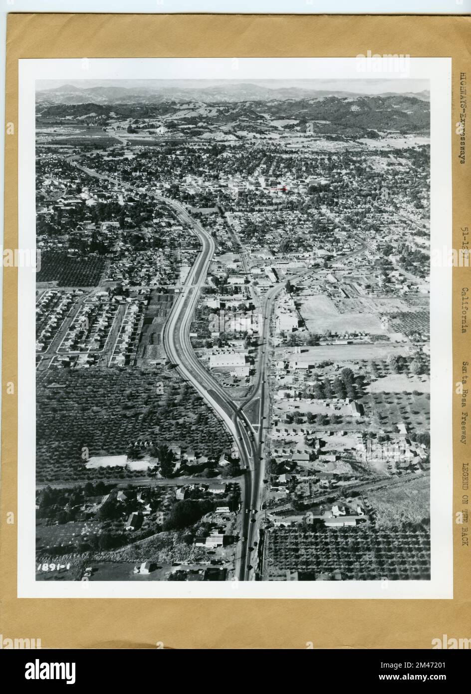 Santa Rosa Freeway. Original caption: Aerial view of Santa Rosa Freeway ...