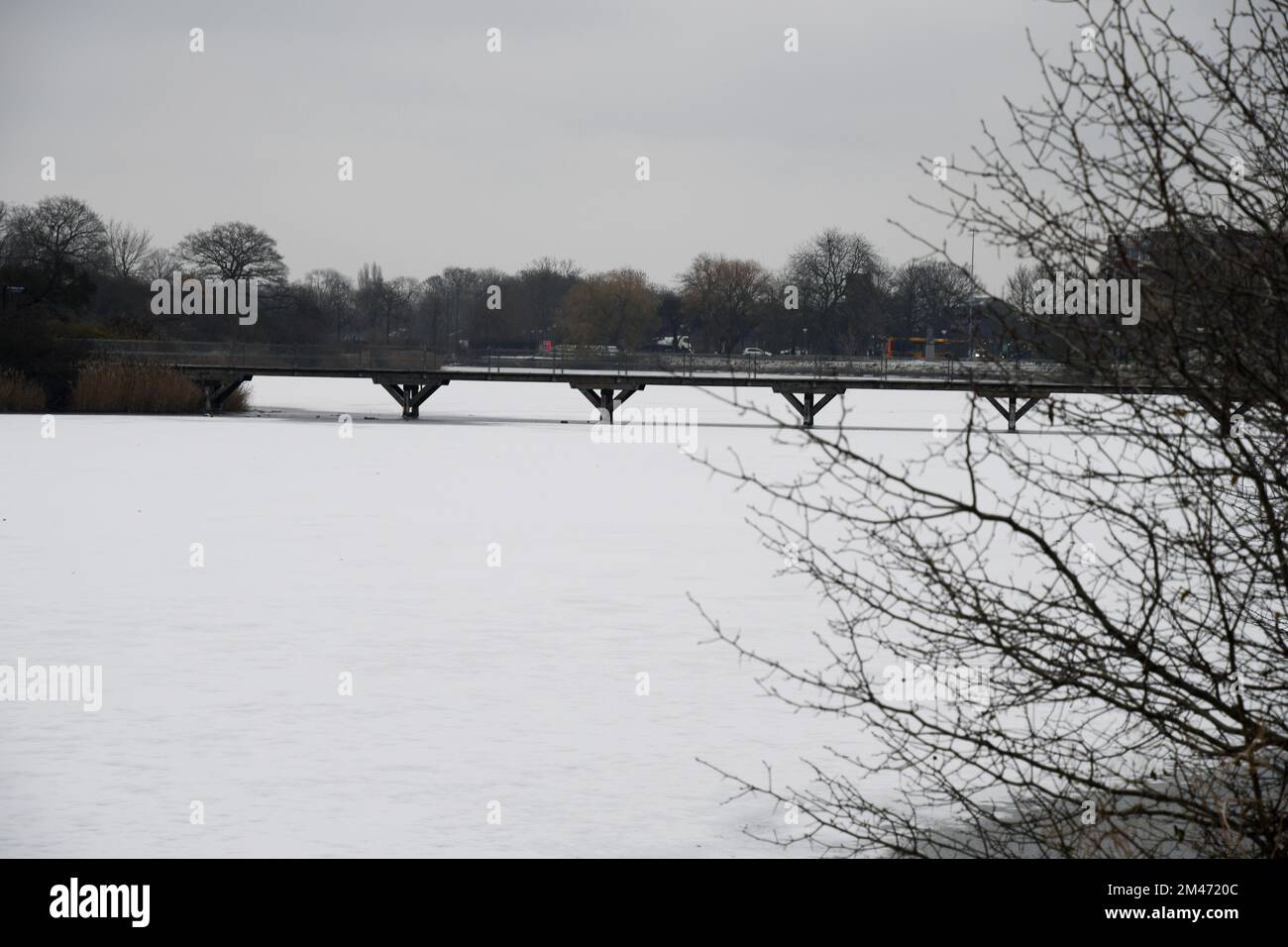 Copenhagen/Denmark/19 December 2022/Cold weather christianshavn lake is ...
