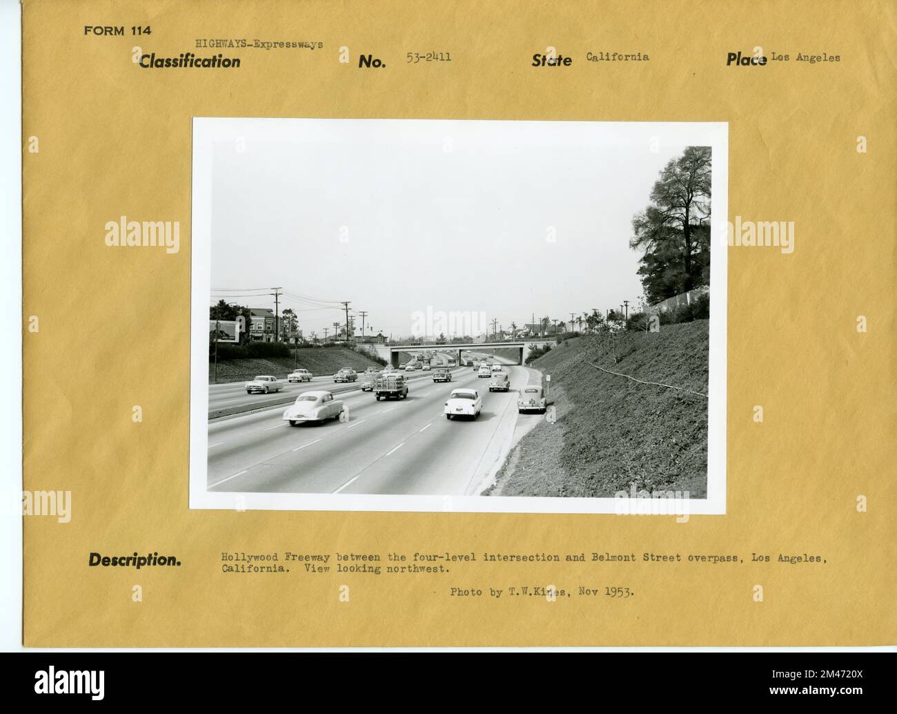 Hollywood Freeway. Original caption: Hollywood Freeway between the four ...