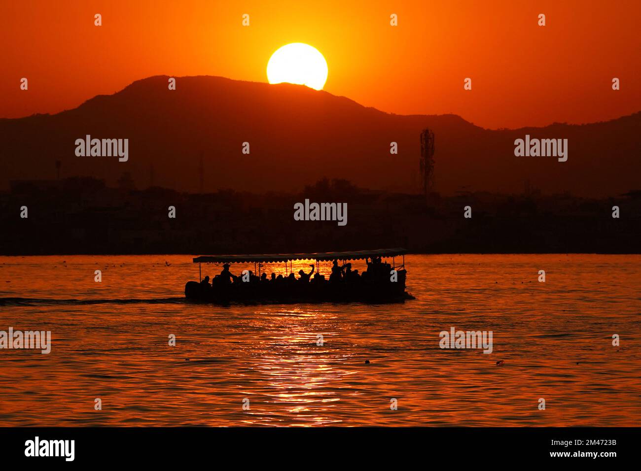 Ajmer, India on 15 December 2022, Sunset view at the Anasagar lake in ...