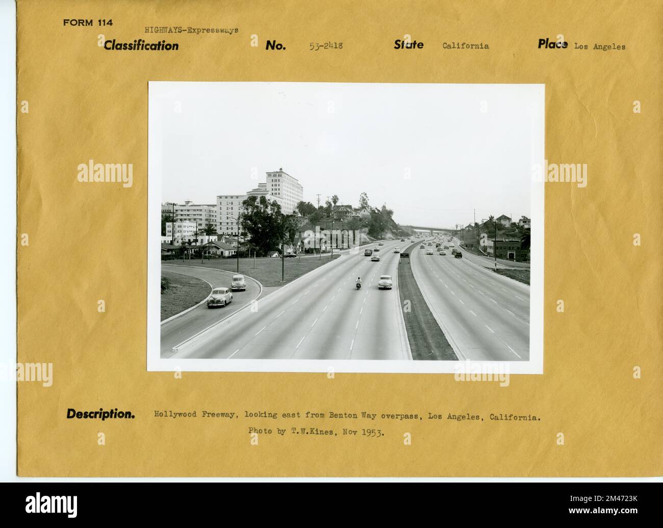 Hollywood Freeway. Original caption: Hollywood Freeway, looking east ...