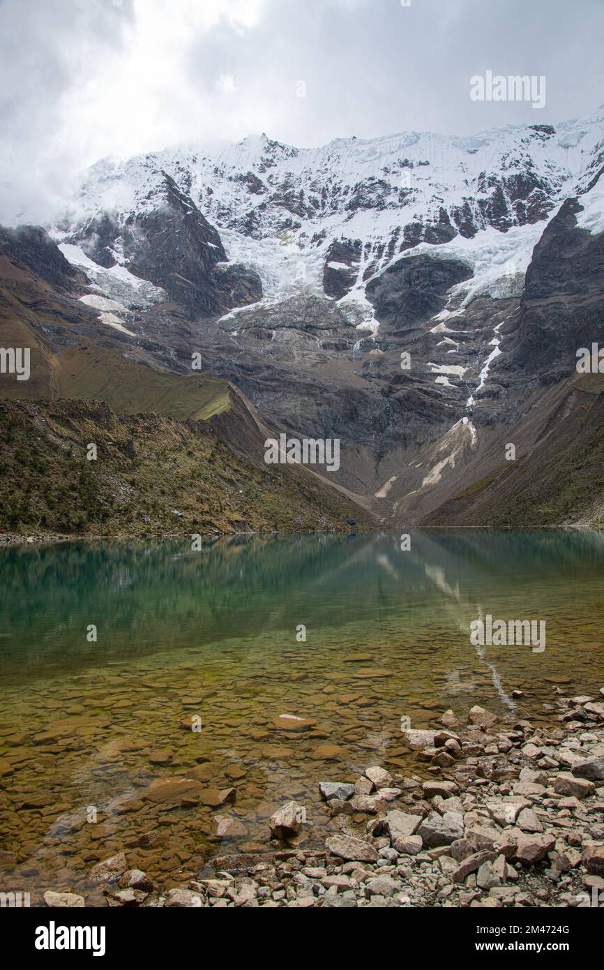 Humantay mountain in the Vilcabamba Range in the Andes of Peru in the ...