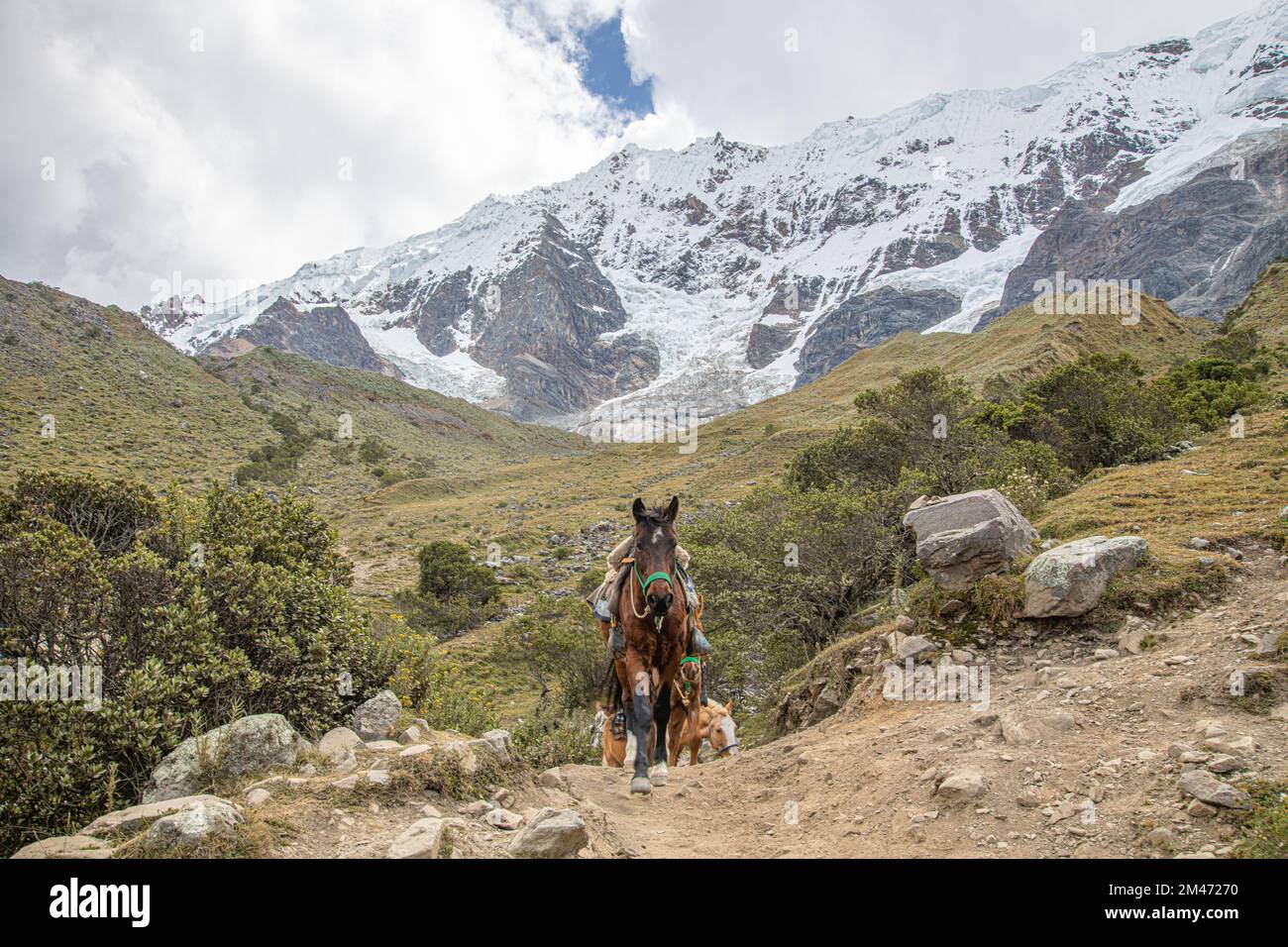 Humantay mountain in the Vilcabamba Range in the Andes of Peru in the ...