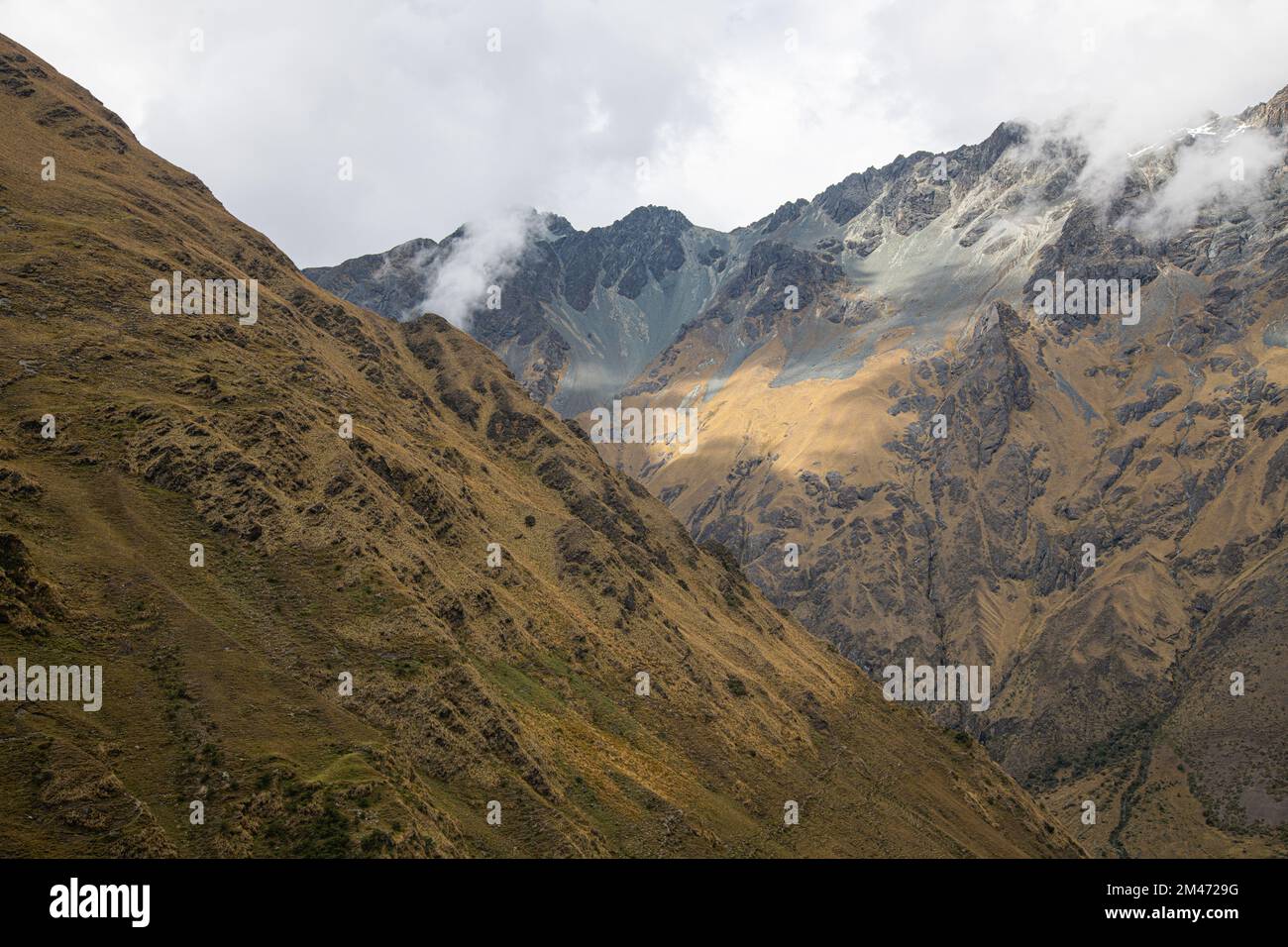 Humantay mountain in the Vilcabamba Range in the Andes of Peru in the ...