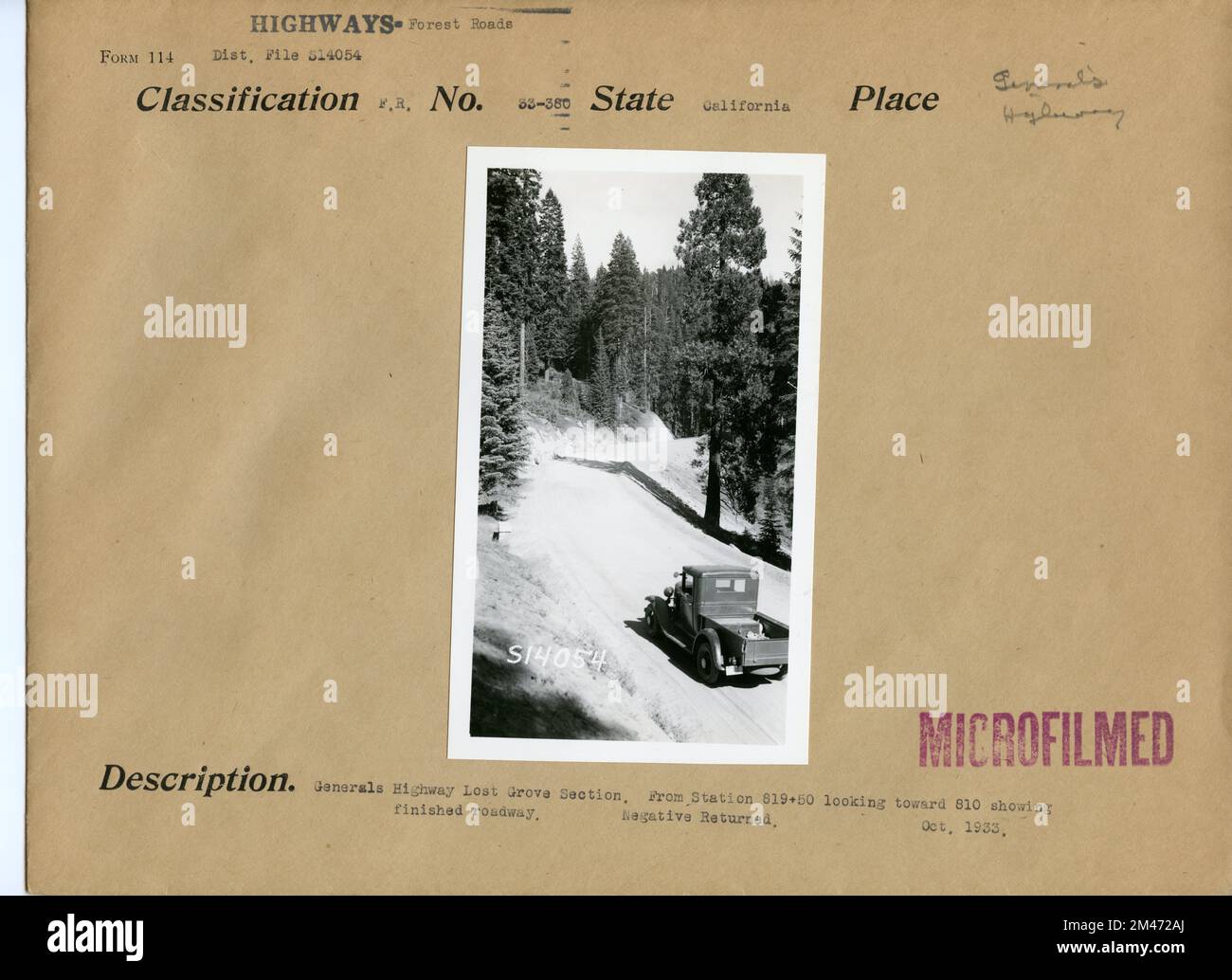 Generals Highway Lost Grove Section. Original caption: Generals Highway ...