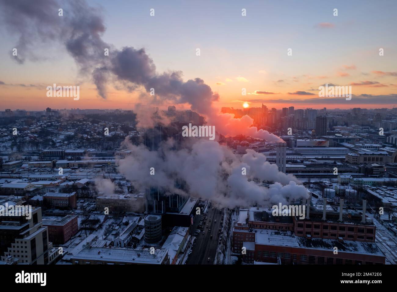 Pipe of a city boiler room against a decline Stock Photo - Alamy