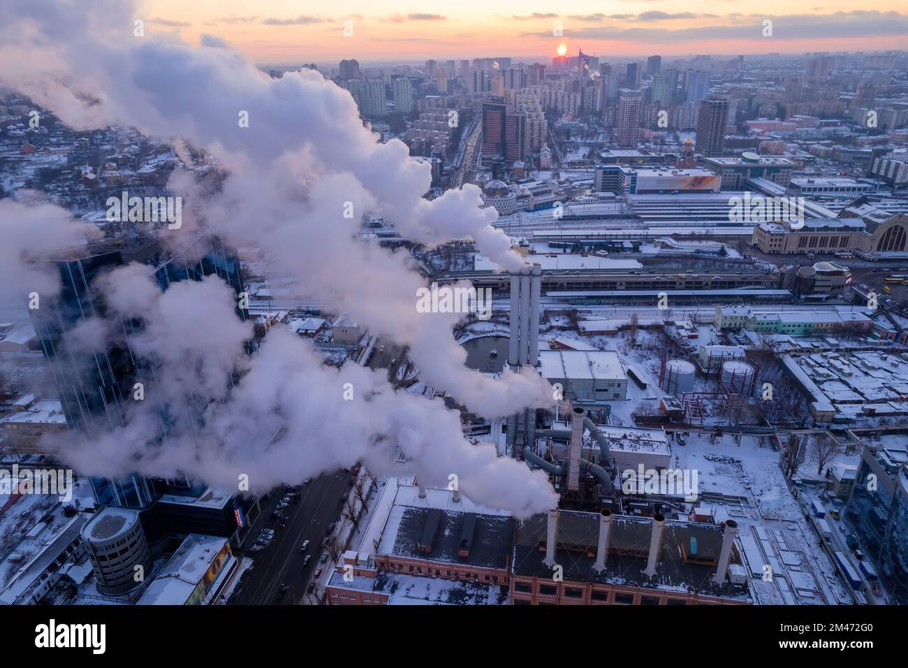 Pipe of a city boiler room against a decline Stock Photo - Alamy