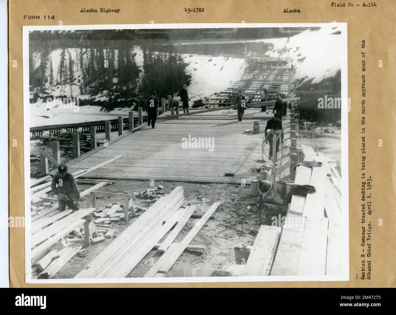 Constructing Sikanni Chief River Bridge. Original caption: Section E ...