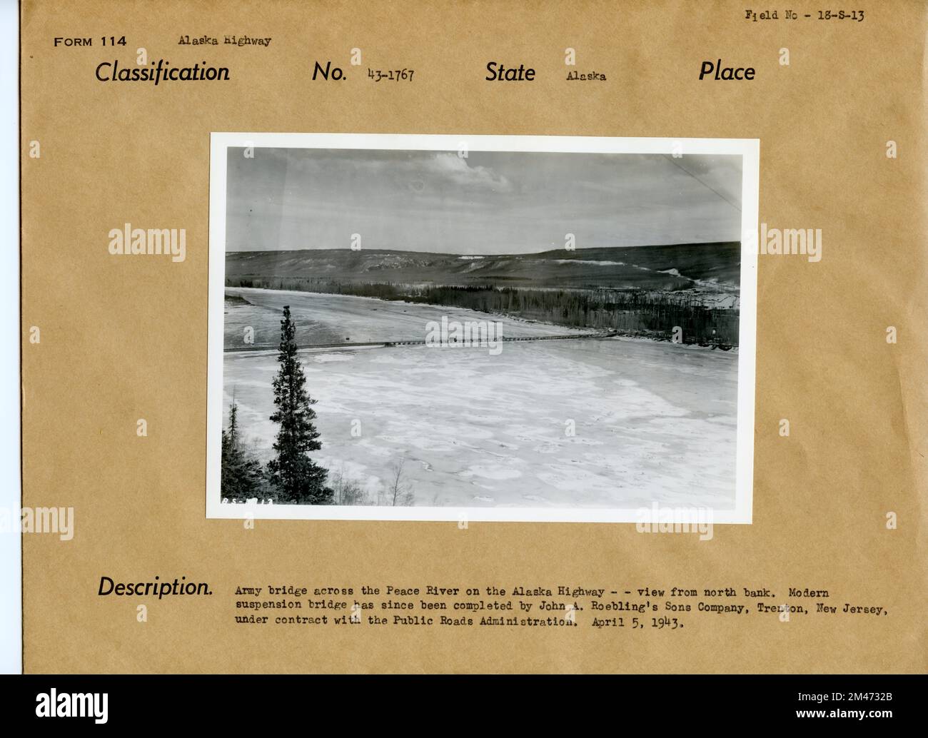 Peace River Bridge. Original caption: Army bridge across the Peace ...