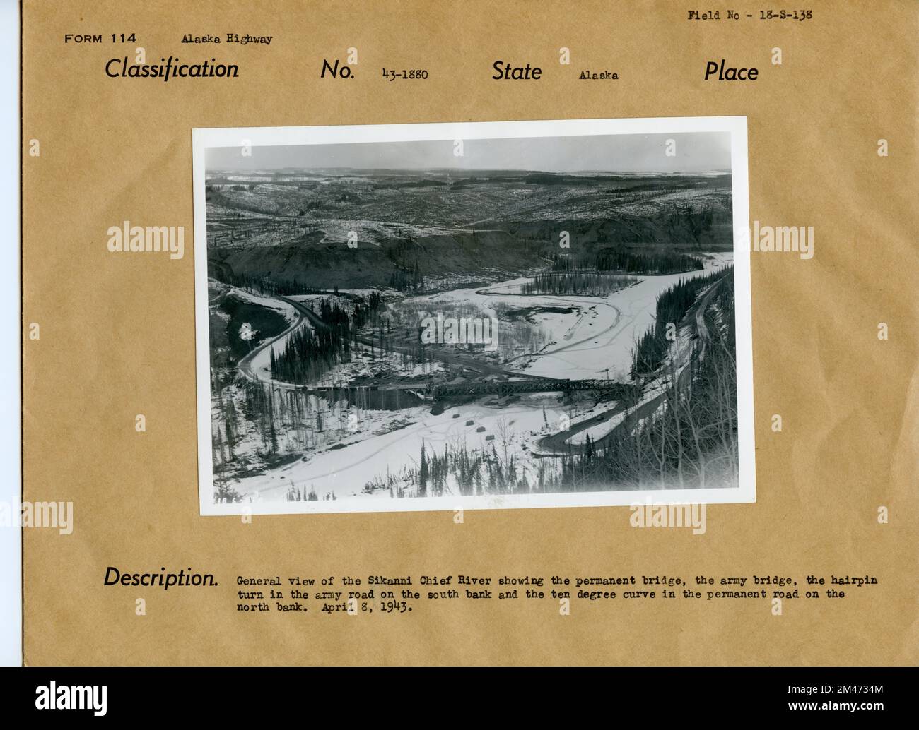 View of the Sikanni Chief River and Bridges. Original caption: General ...
