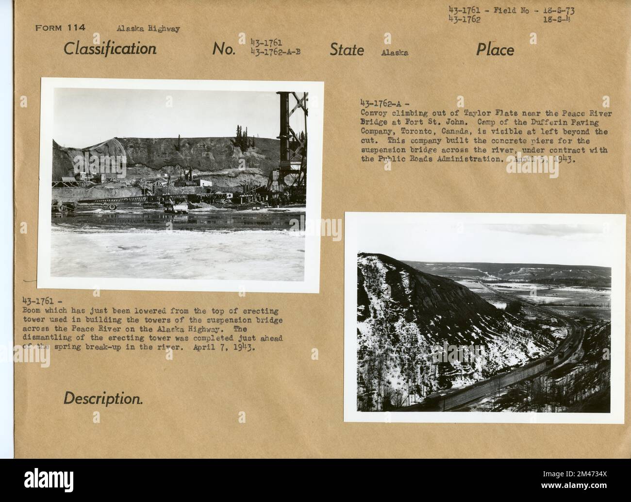 Peace River Bridge. Original caption: 43-1761: Boom which has just been ...