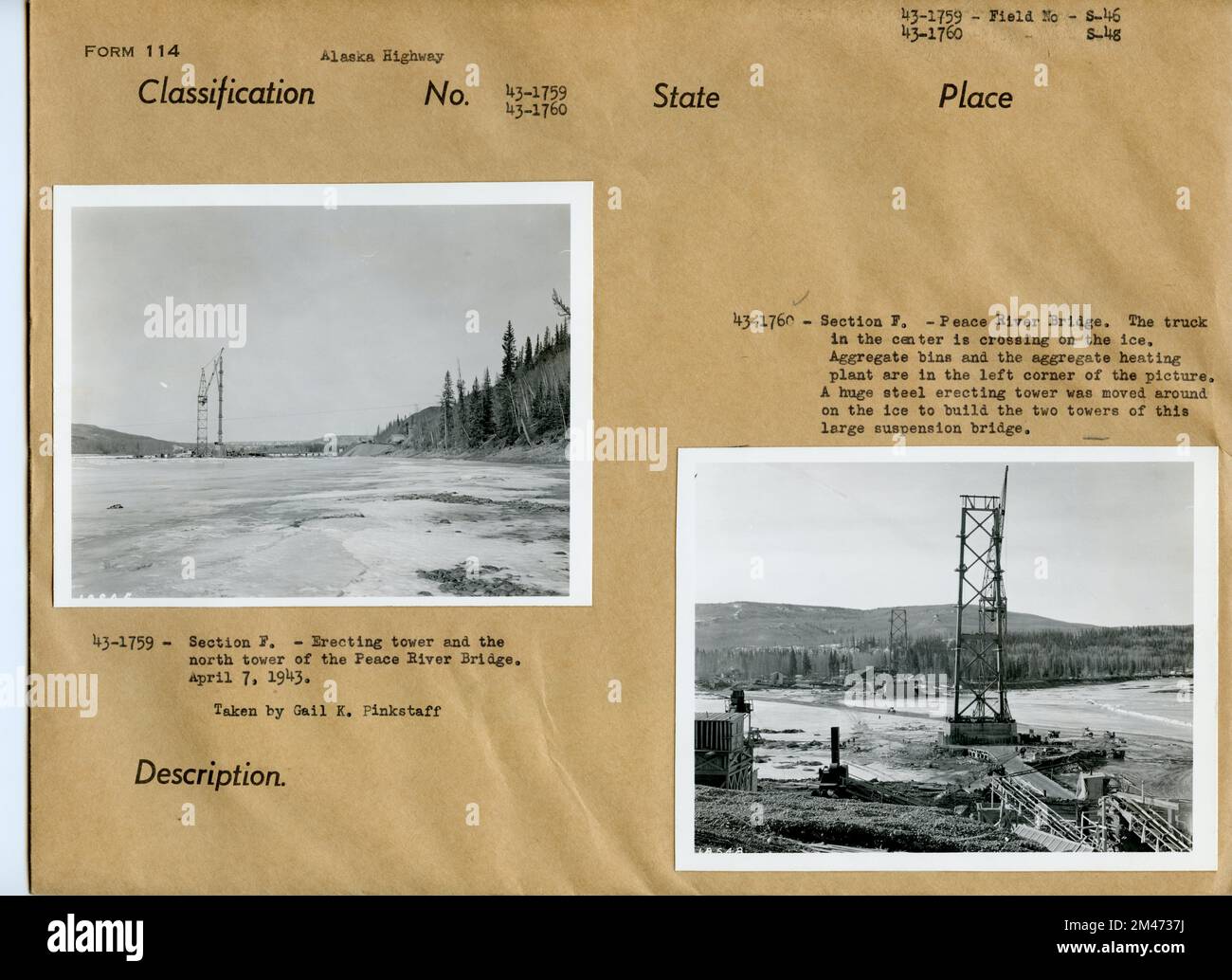 Peace River Bridge. Original caption: 43-1759: Section F - Erecting ...