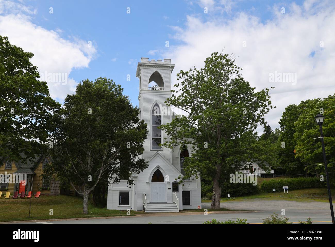 One of the famous churches in Mahone Bay, Canada Stock Photo - Alamy