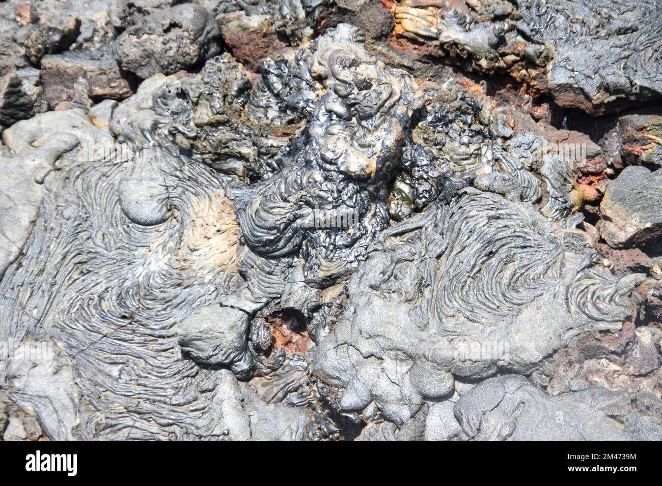 remains of flowing lava in the cool Volcanic rocks on Galapagos Islands ...