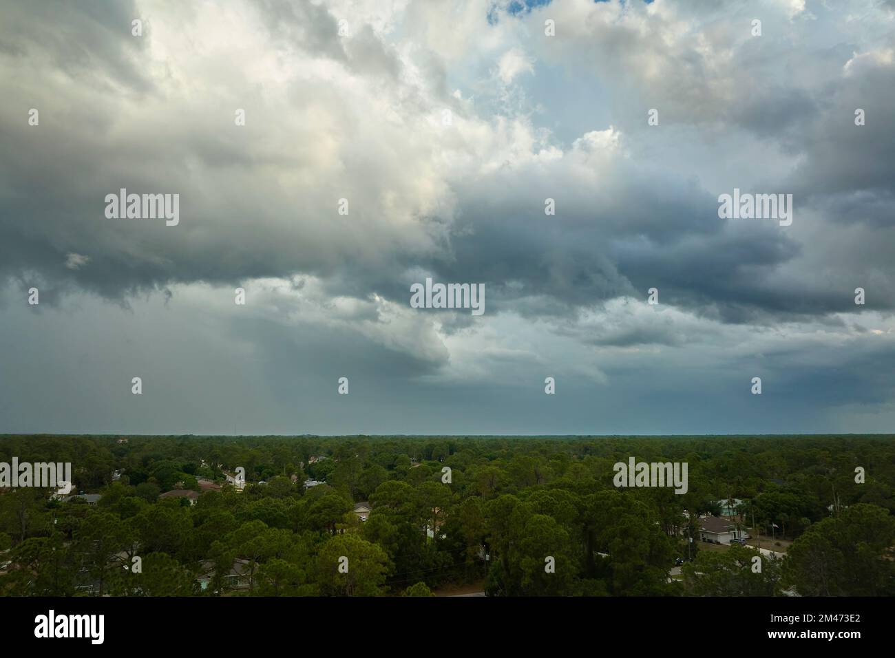 Landscape of dark ominous clouds forming on stormy sky before heavy ...