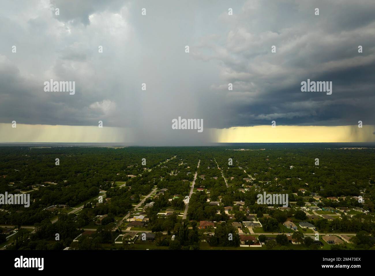 Landscape of dark ominous clouds forming on stormy sky during heavy ...